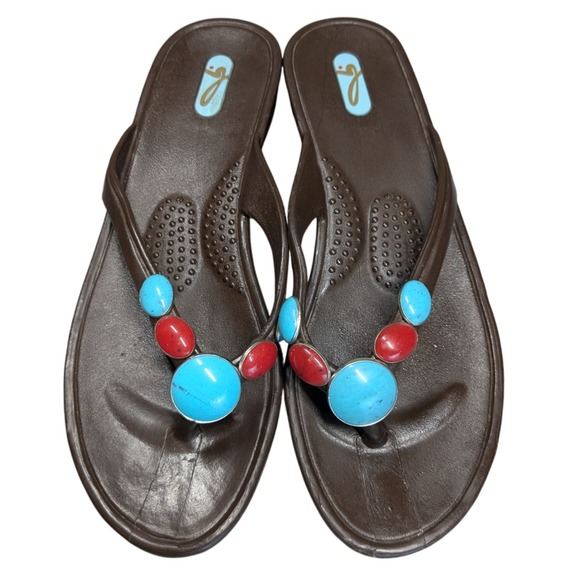 OKA b. | Shoes | Oka B Turquoise Stone Boho Hippie Flip Flop Thong ...